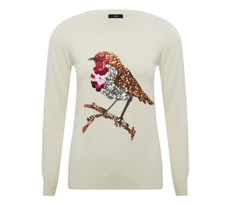 MANDCOSequin robin Christmas jumper